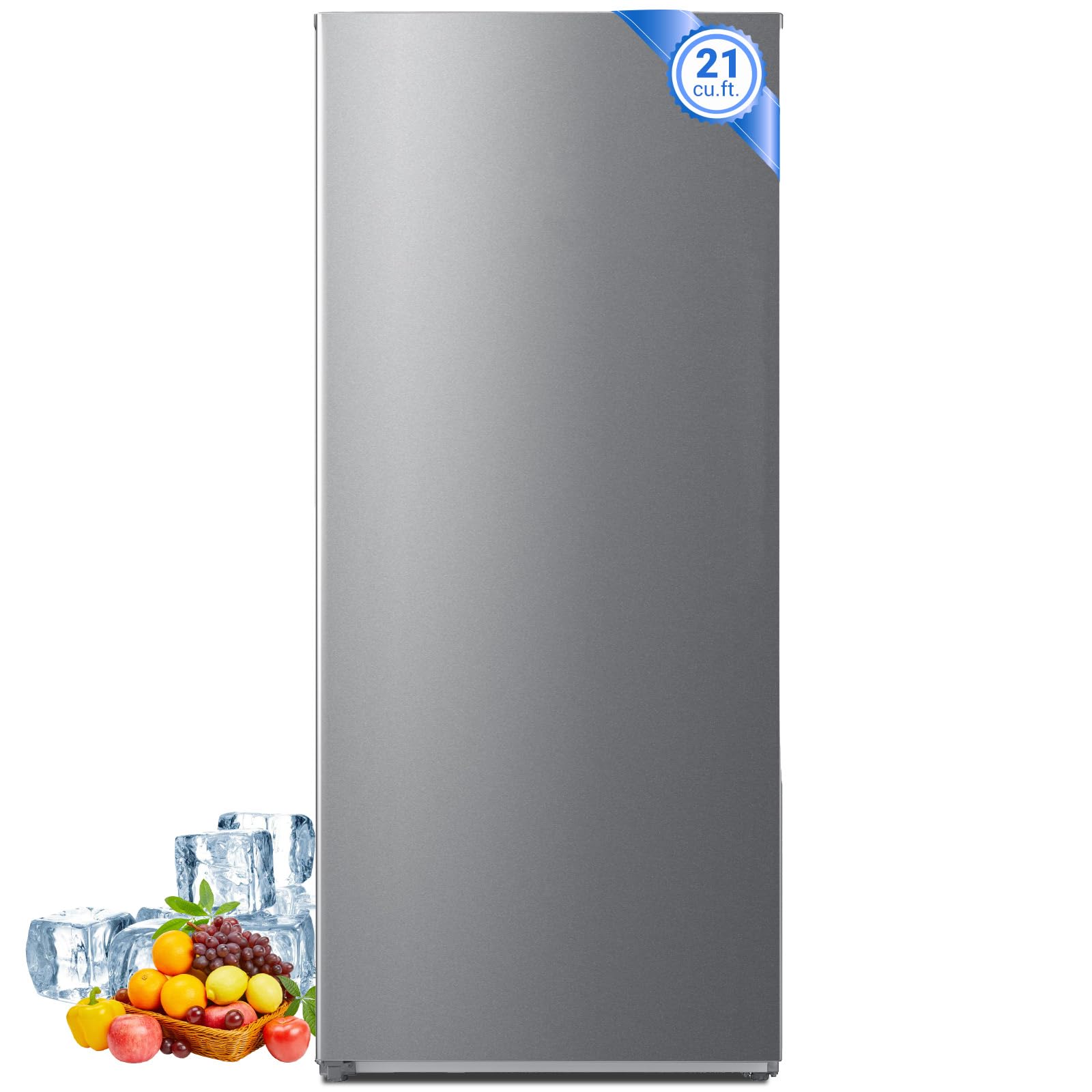 Smad 21 Cubic Feet Stand Up Freezer, Convertible Freezer/Refrigerator with LED Light, Stainless Steel Frost Free Upright Freezer with Left Open Door for Kitchen, Home,Garage