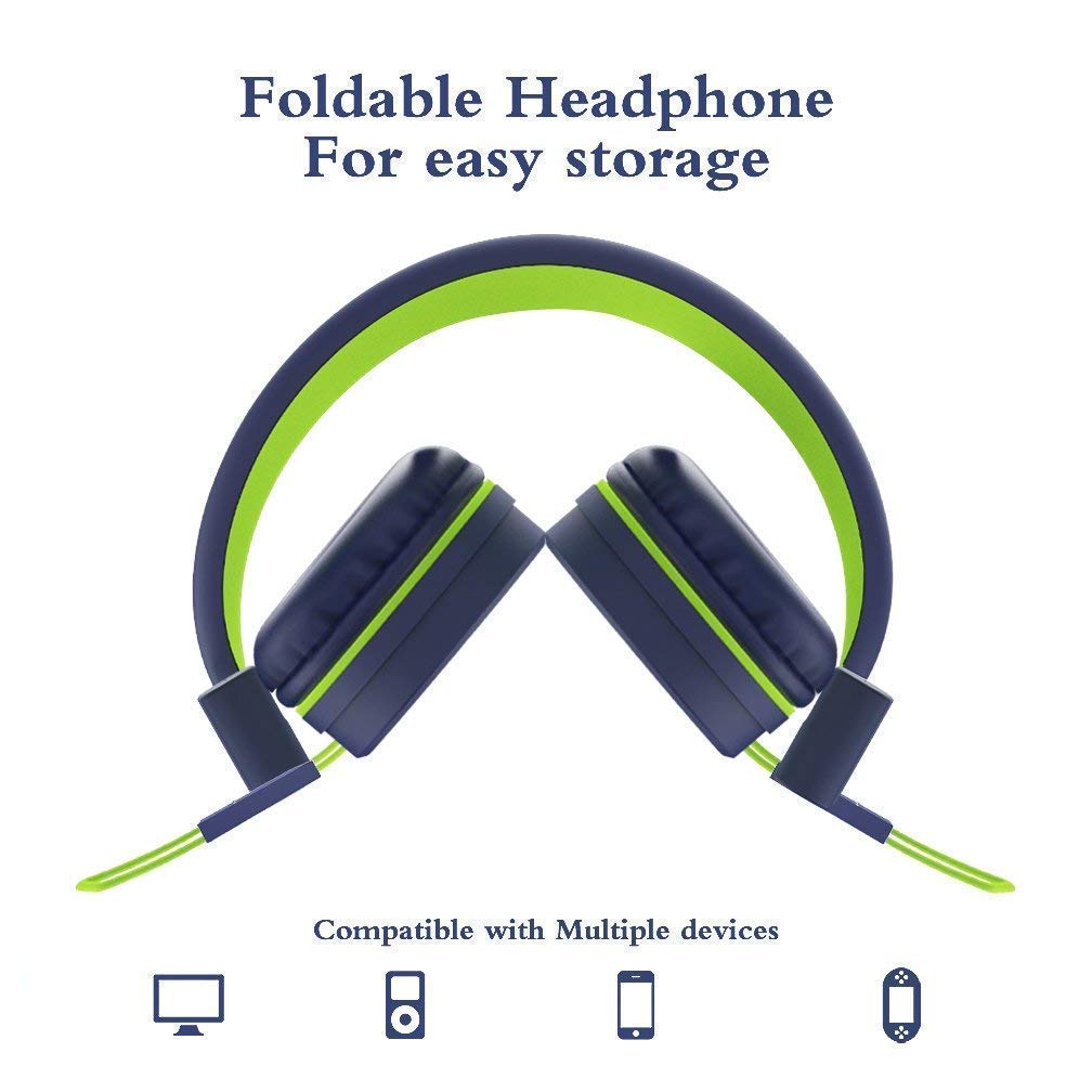 ELECDER Kids Headphones Bundle for Children Girls Boys Teens Foldable Adjustable On Ear Headphones 3.5mm Jack Compatible Cellphones Computer MP3/4 Kindle Airplane School Tablet