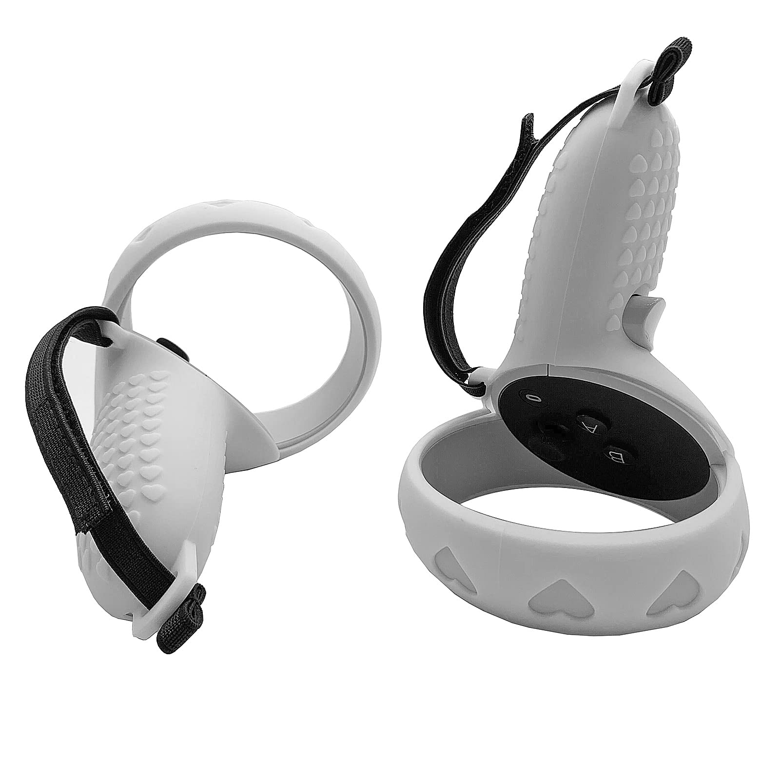 AreMe Silicone Skin Case Cover Protector Accessories with Knuckle Straps for Meta/Oculus Quest 2 Controller (White, 1 Pair)