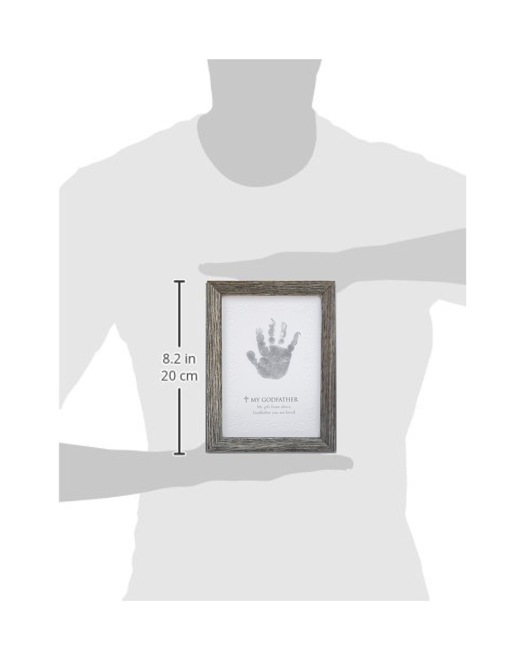 The Grandparent Gift Godmother Godchild Handprint Frame, Grey - Gift for Godmother from Godson or Goddaughter on Baptism, Confirmation