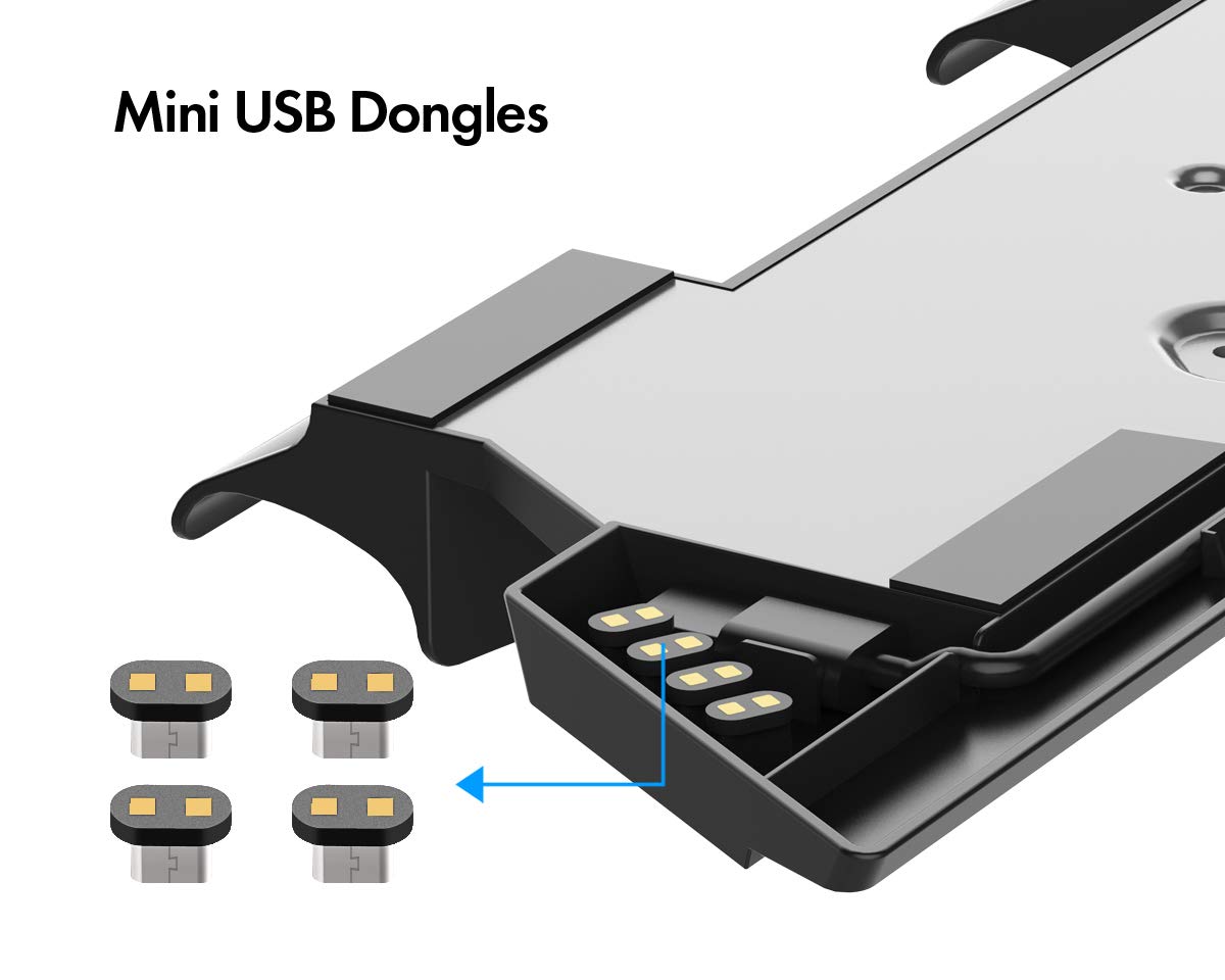 ElecGear Vertical Charging Stand for PS4, Dual Charging Station Charger Dock for DualShock 4 Controller with 4X Mini Dongle Adapter and 2X USB Port Accessory Kit for PS4, PS4 Slim, PS4 Pro