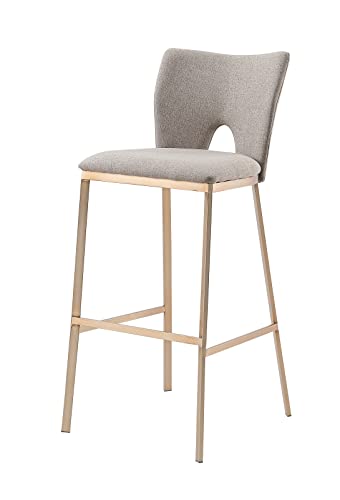 Limari Home Charlton Collection Modern Style Fabric Upholstered Bar Stool with Antique Brass Iron Frame (Set of 2), Beige