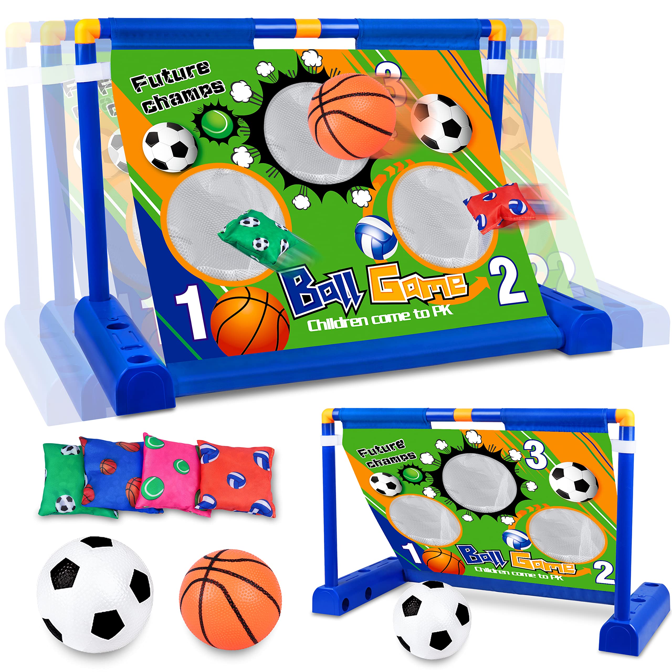 Electric Moving Football Goal Net Set, Football Target Toss with Footballs and Pump,Interactive Training Game Toys for Indoor Outdoor Sports Ball Game, Gift for Boy Girl 3 4 5 6 7 Year