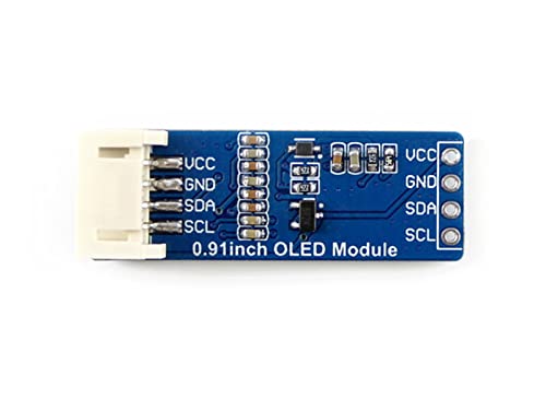 Waveshare 0.91inch OLED Display Module 128x32 Pixels with Embedded Controller Communicating via I2C Compatible with Raspberry Pi/Jetson Nano/STM32