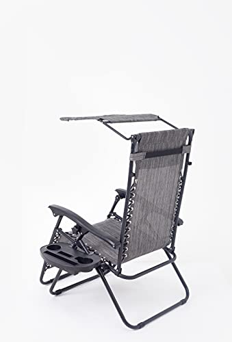 BTEXPERT Adjustable Steel Mesh Zero Gravity Lounge Chairs Case Outdoor Patio Recliner Beach Yard Garden with Pillows Sunshade Utility Tray Cup Holder Gray Two Case Pack (Set of 2 pcs)
