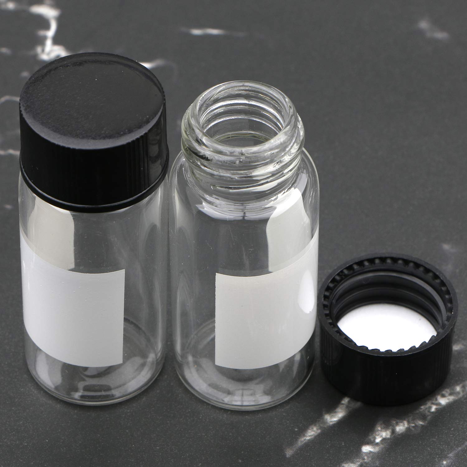 Kesell 10-Pack 10ml (0.338oz, 2.7dram) Premium Clear Glass Vials with Lids - Borosilicate Glass, Small Vials for Samples - Glass Jars with Labels