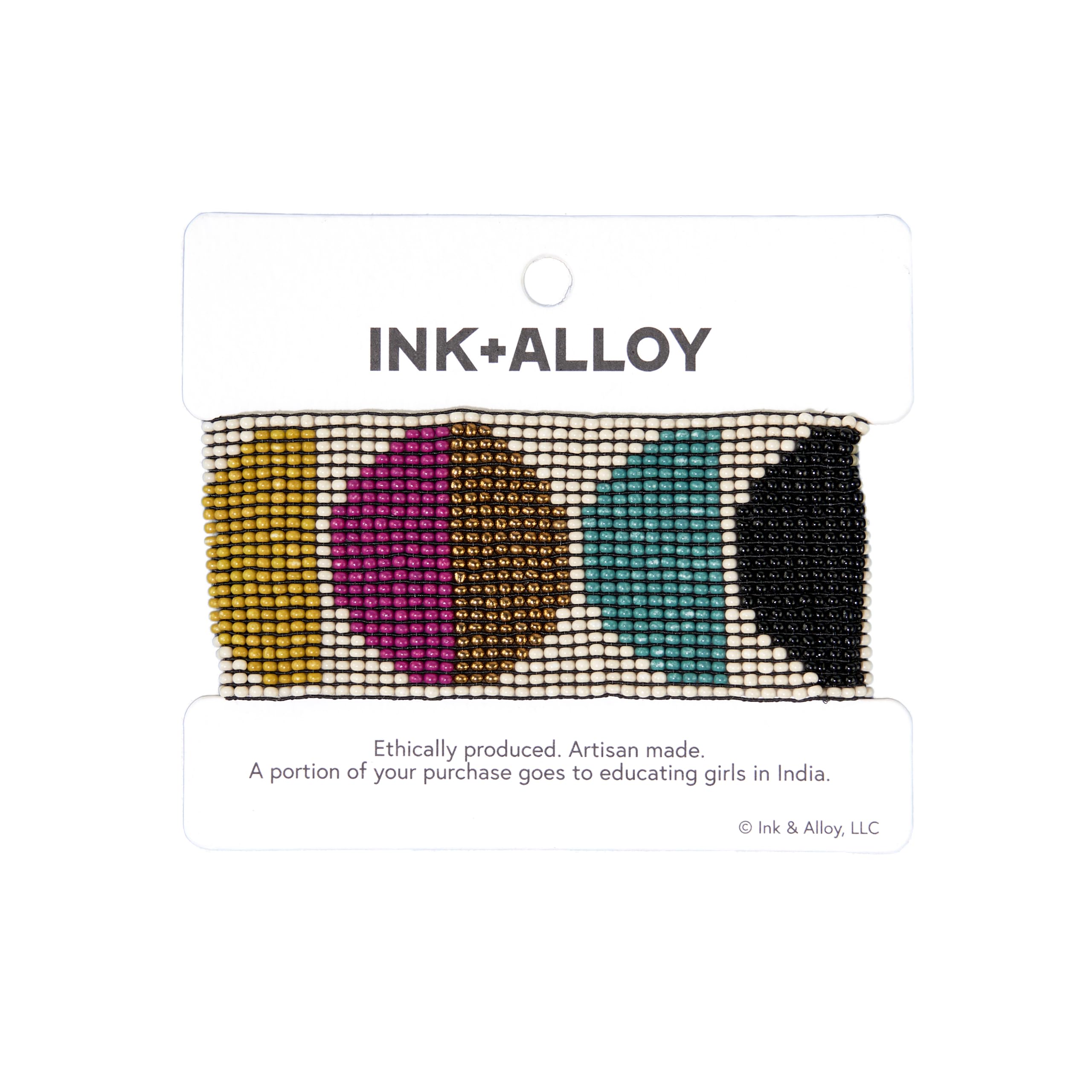 INK + ALLOY Women's Muted Circles Stretch Beaded Cuff Bracelet Handmade Jewelry for the Modern Bohemian