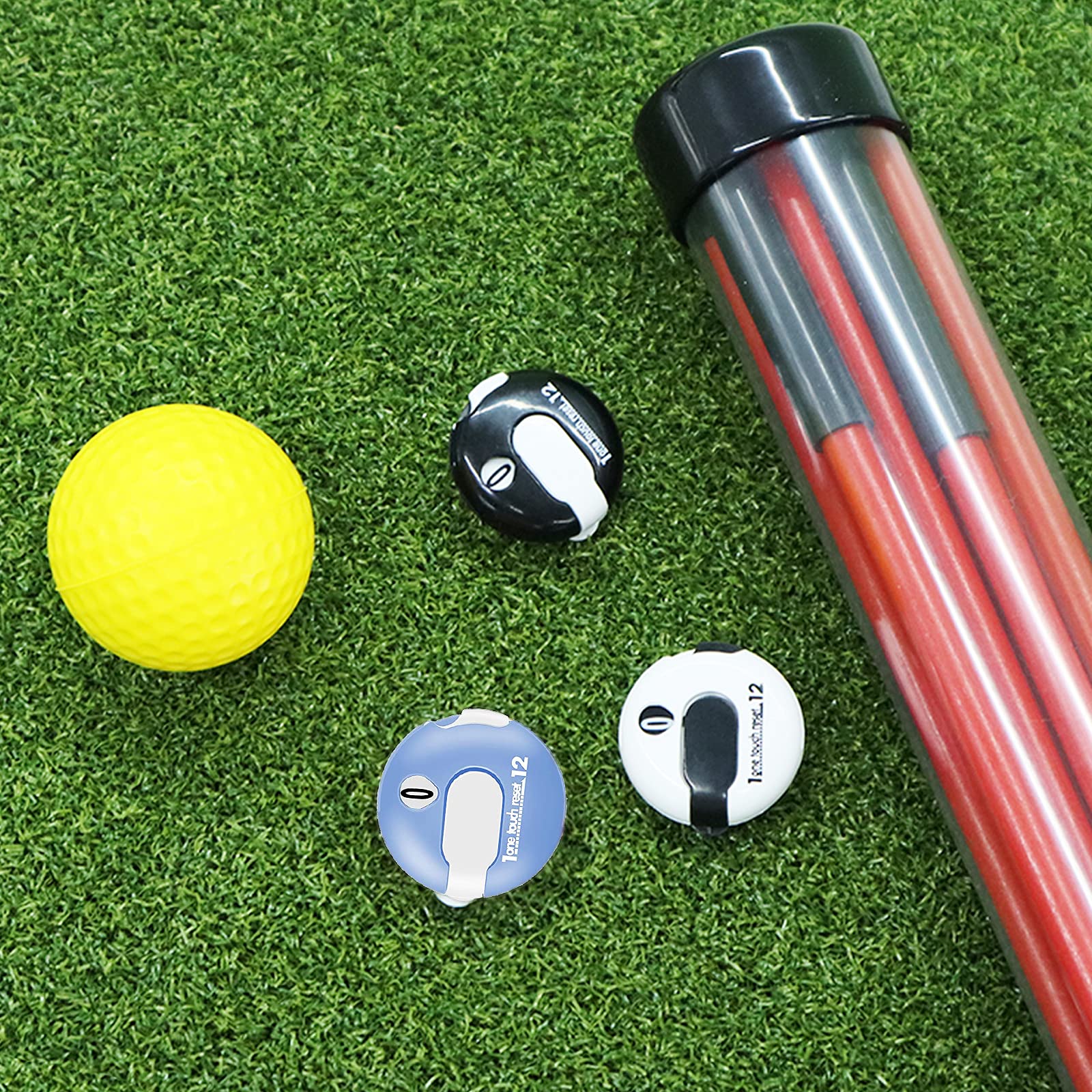 Amy Sport Golf Score Counter Stroke One Touch Reset Up to 12 Shots 3 Pack Portable Mini Attachment Counters Clicker Clip to Golfers Glove Bag Hat (3 Pack-Black&White&Blue Mini Counter)