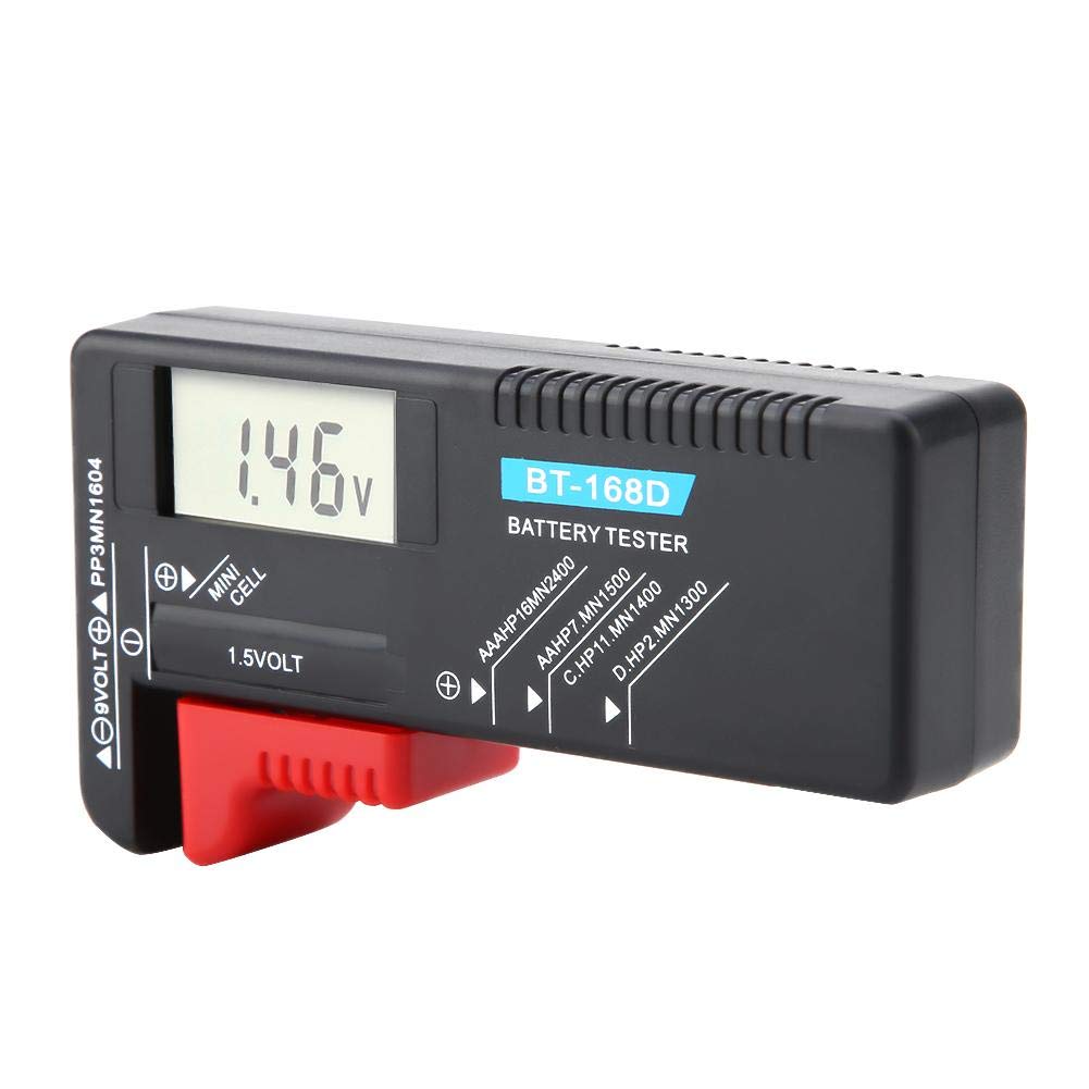 AA/AAA/C/D/9V/1.5V Battery Tester,BT-168D Button Cell Universal Digital LCD Battery Voltage Tester to Test All Different Kinds of Batteries to Test The Capacity of Battery
