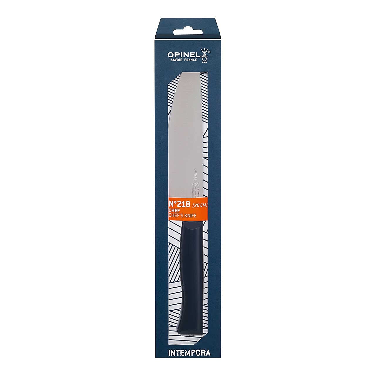 Opinel Intempora 8 Inch Chef Knife – Full Tang Construction, Classic Size for Chopping, Slicing, Prep Work, Made in Portugal, Silver, 002218