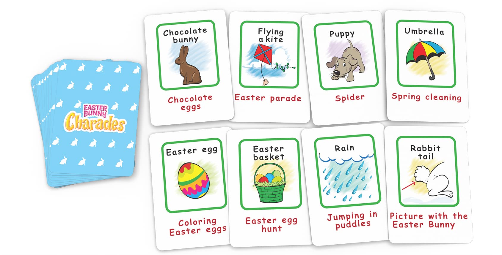 Arizona GameCo Easter Bunny Charades for Kids – A Fun Spring/Easter-Themed Game - No Reading Required - Makes a Great Gift or Easter Basket Stuffer - 80 Acting Choices - No Timer Needed - Ages 6+