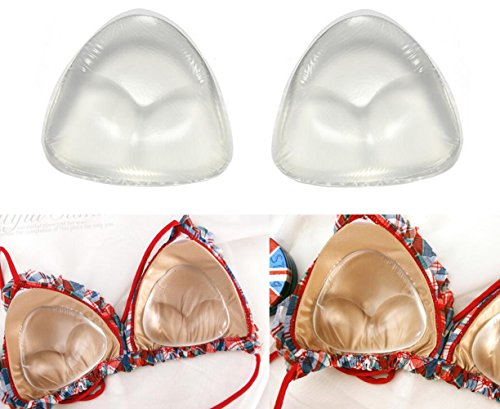 UPSTORE 1Pair Silicone Gel Triangle Shaped Bra Inserts Breast Chest Swimsuit Pads Enhancers Push-up Molding Pad A to D Cup for Bikini (Clear)