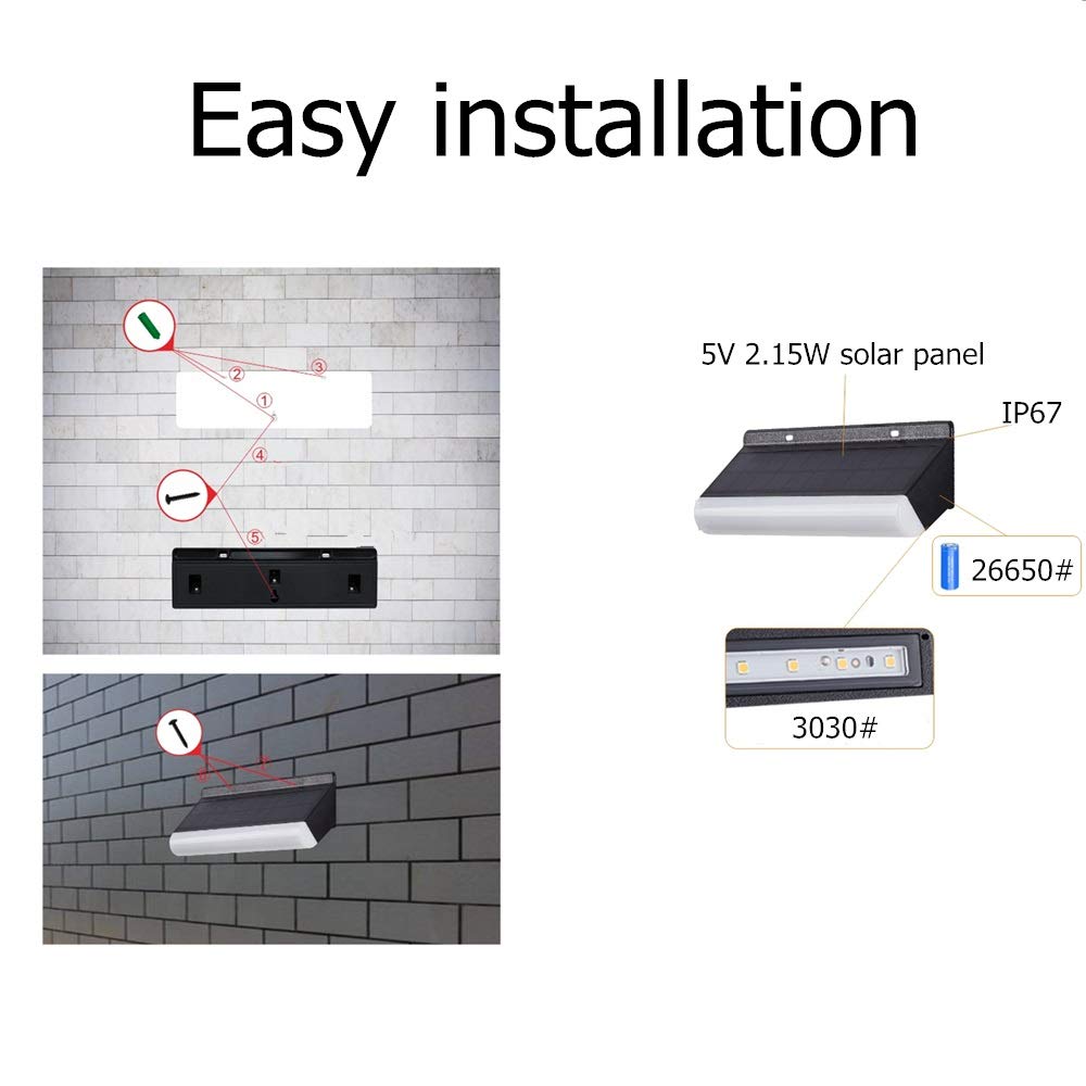GSYFDZSWZX Fengyan Landscape Lights 2pcs/lot LED Outdoors Solar Light with Remote Control Double Light Effect Solar Lamp for Garden Home Solar LED Wall Lamp LED Street Lamp (Color : Black)