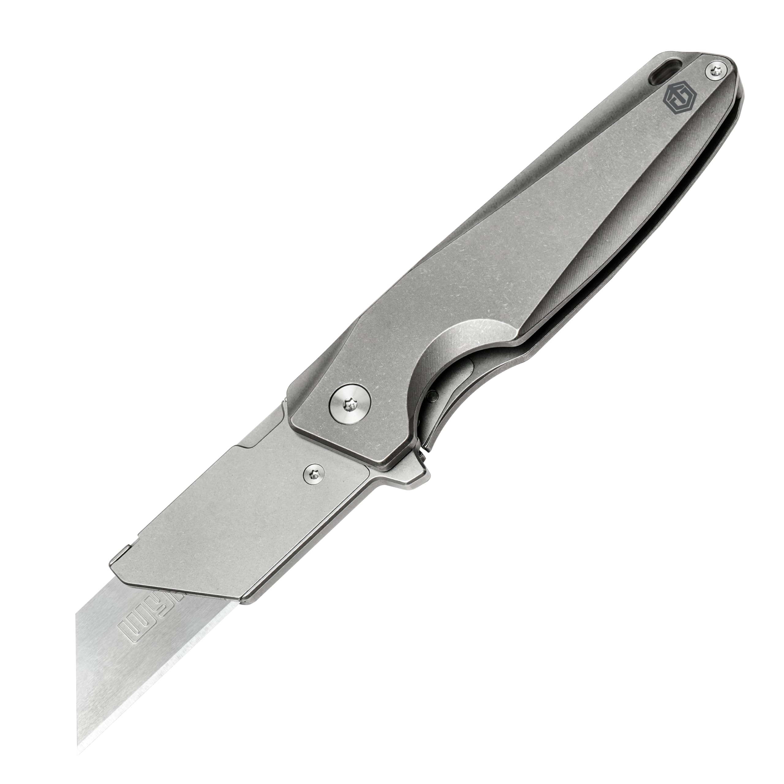 TGZUO Titanium Folding Utility Knife with Clip Mini EDC Box Cutter Flipper Pocket For Outdoor 10pcs Carbon Steel Replacement Blades