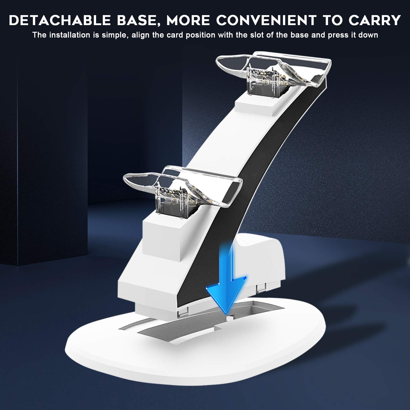 Ermorgen Dual USB Charging Dock Compatible for Playstation 5 Dualsense, Thin and Portable Ps5 Controller Charger- White