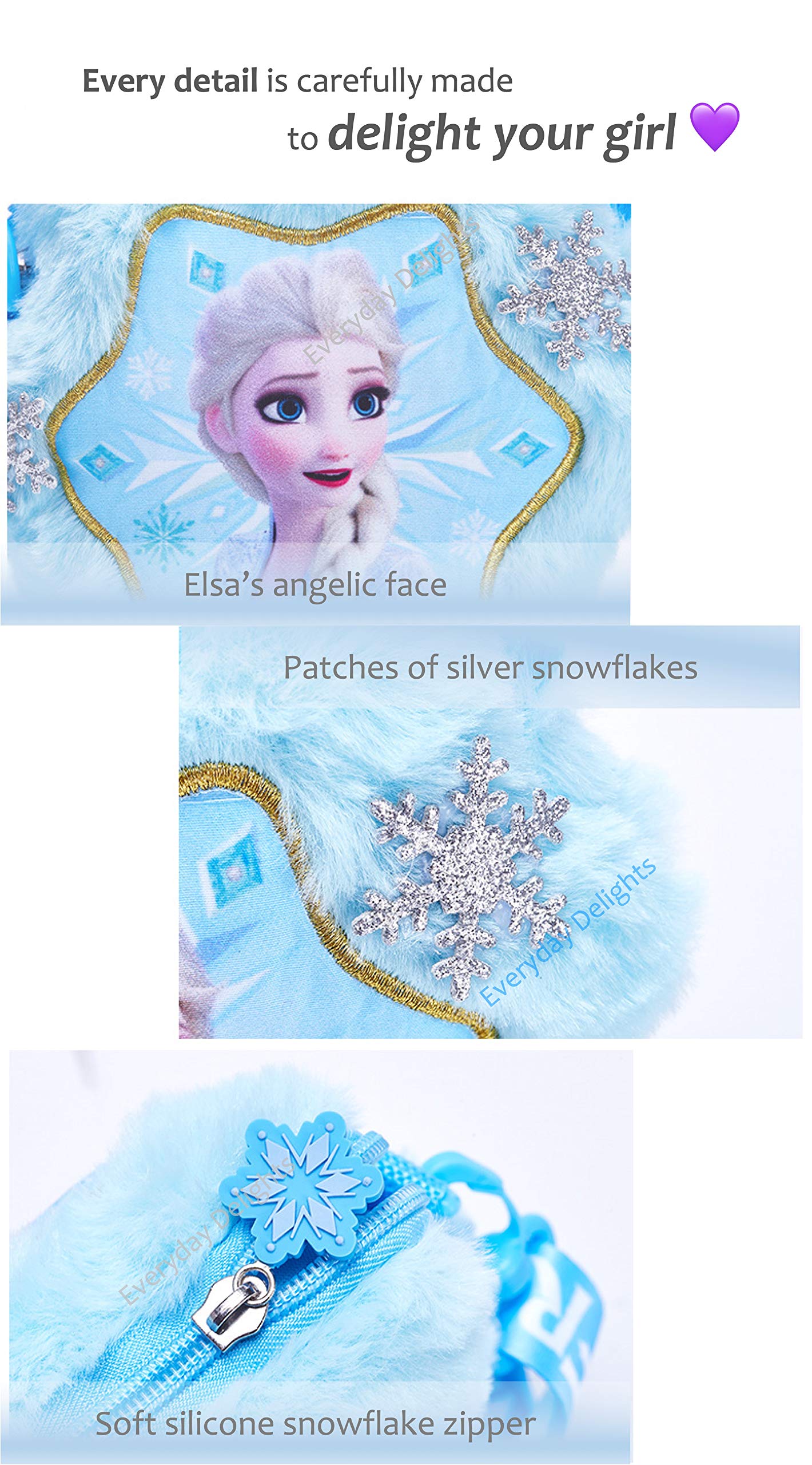 Frozen Elsa Plush Crossbody Shoulder Handbag in Snowflake Shape for Girls Kids Children – Pink