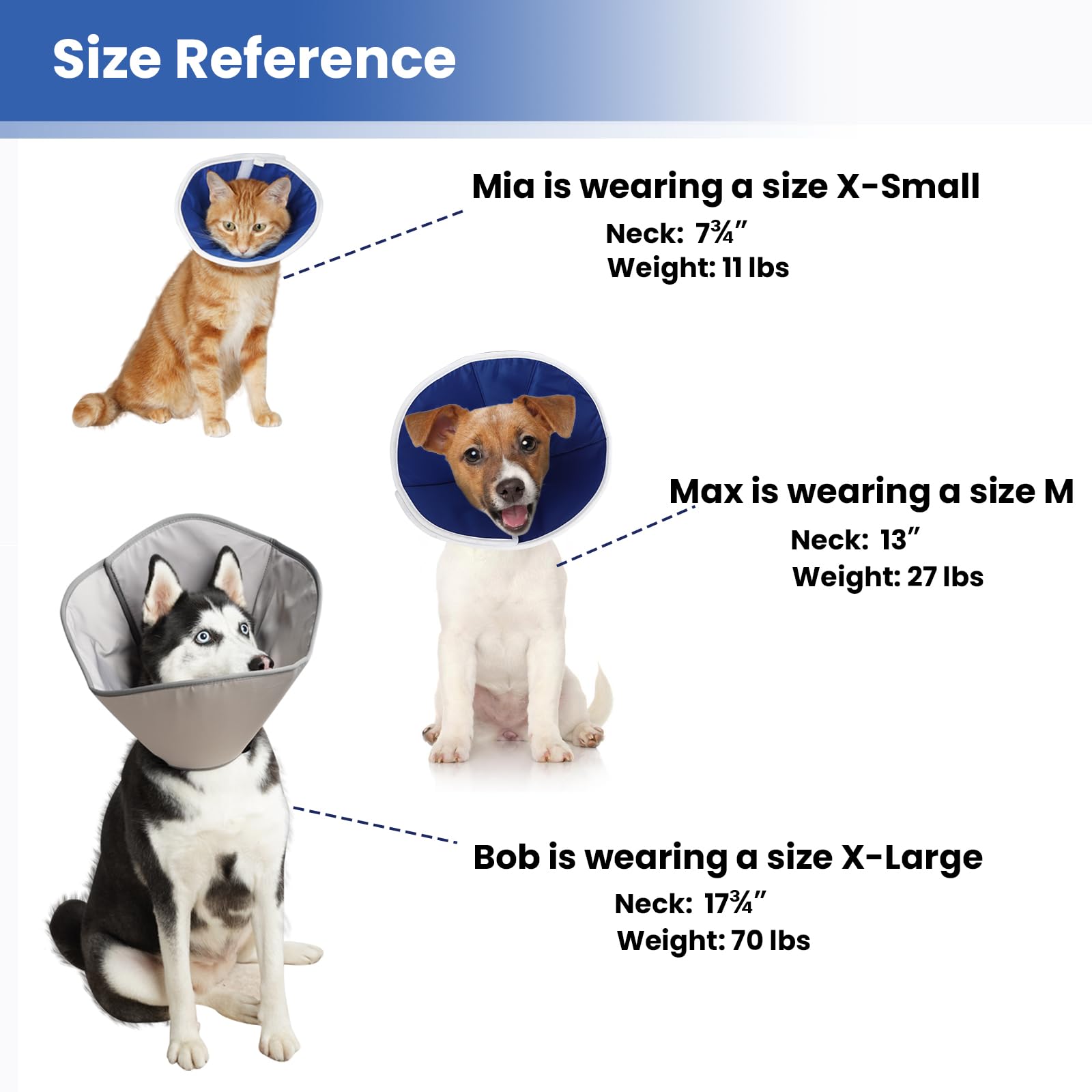 BARKLESS Dog Cone, Soft Cone for Puppies and Cats After Surgery to Stop Licking, Adjustable Elizabethan Collar, Neuter Cone of Shame Alternatives, Lightweight Dog Recovery Collar (Light Blue, S)