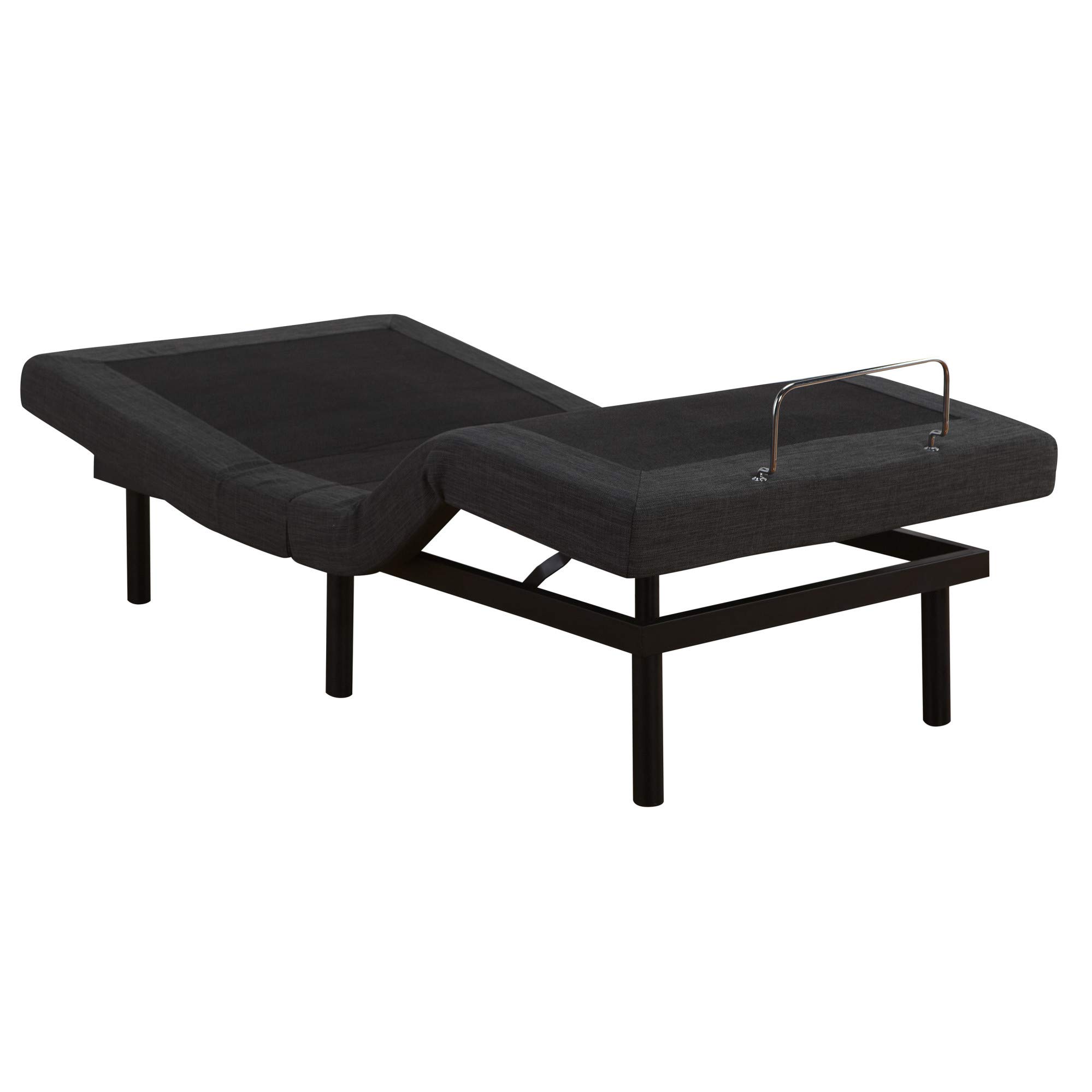 Adjustable Comfort Upholstered Adjustable Bed Base with Massage, Wireless Remote, Three Leg Heights, and USB Ports-Ergonomic, King, Black