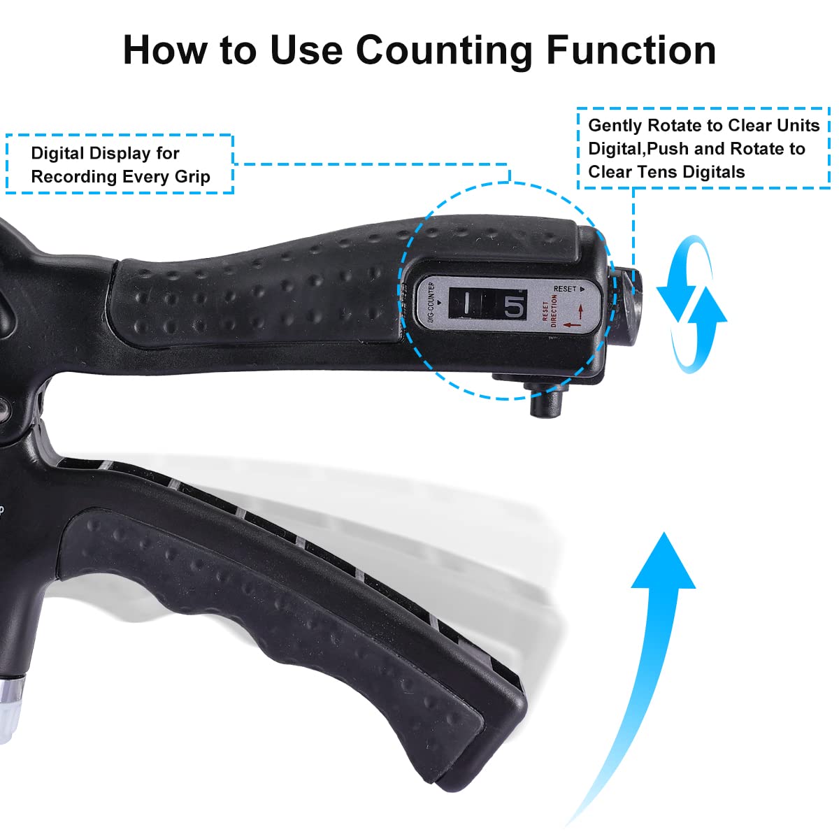 Adjustable Counting Grip Strength Trainer, Strength Exerciser for Finger Hand Wrist and Forearm, hand gripper for therapy,Suitable for Home Gym Athlete Training and Rehabilitation Training(black)