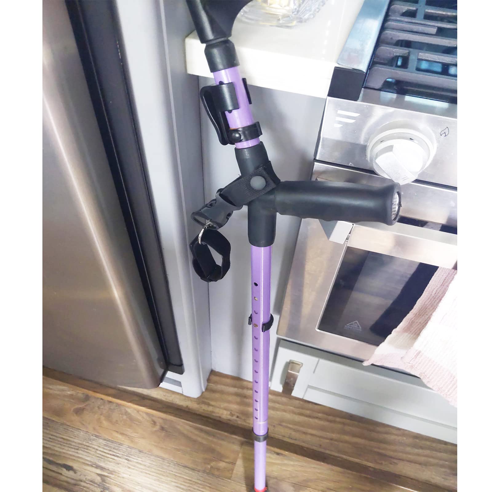 Adjustable Elastic Wrist Straps and Hands Free Walking Stick Cane Holder No More Dropping Walking Sticks - Attach to Belt or Waist Band -(Suitable for 7/8~1")~ Perfect Solution - No Walking Stick