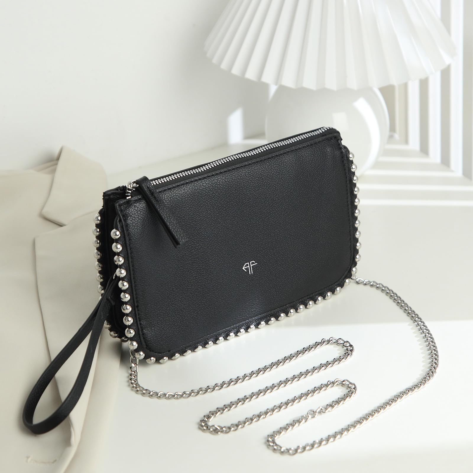 AFKOMST Small Clutch Purses for Women Summer Crossbody Bags and Straw Wristlet Handbags with Chain Strap