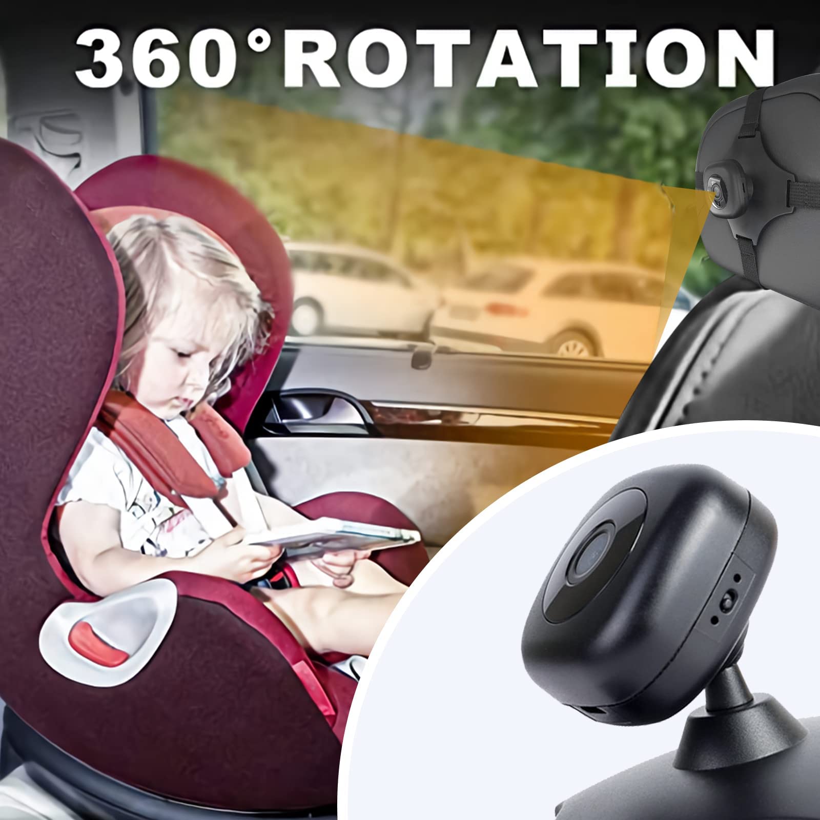 Burstler Baby Car Camera,Back Seat Car Seat Camera With Night Vision,With 4.3'' HD Display Easily Observe The Baby’s Move,Baby Car Mirror With 360° Fixable Camera(Black)