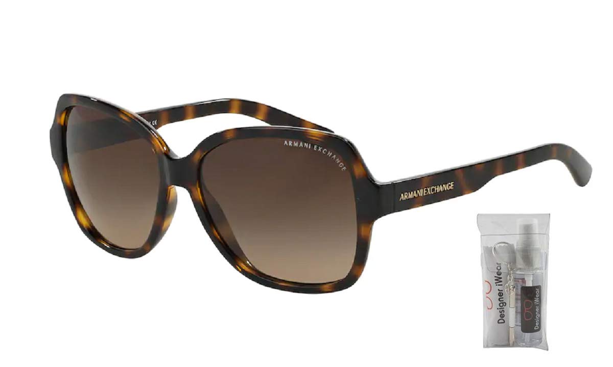 Armani Exchange A|X AX4029S FIT 811713 57M Dark Tortoise/Dark Brown Gradient Cateye Sunglasses For Women+ BUNDLE with Designer iWear Eyewear Kit