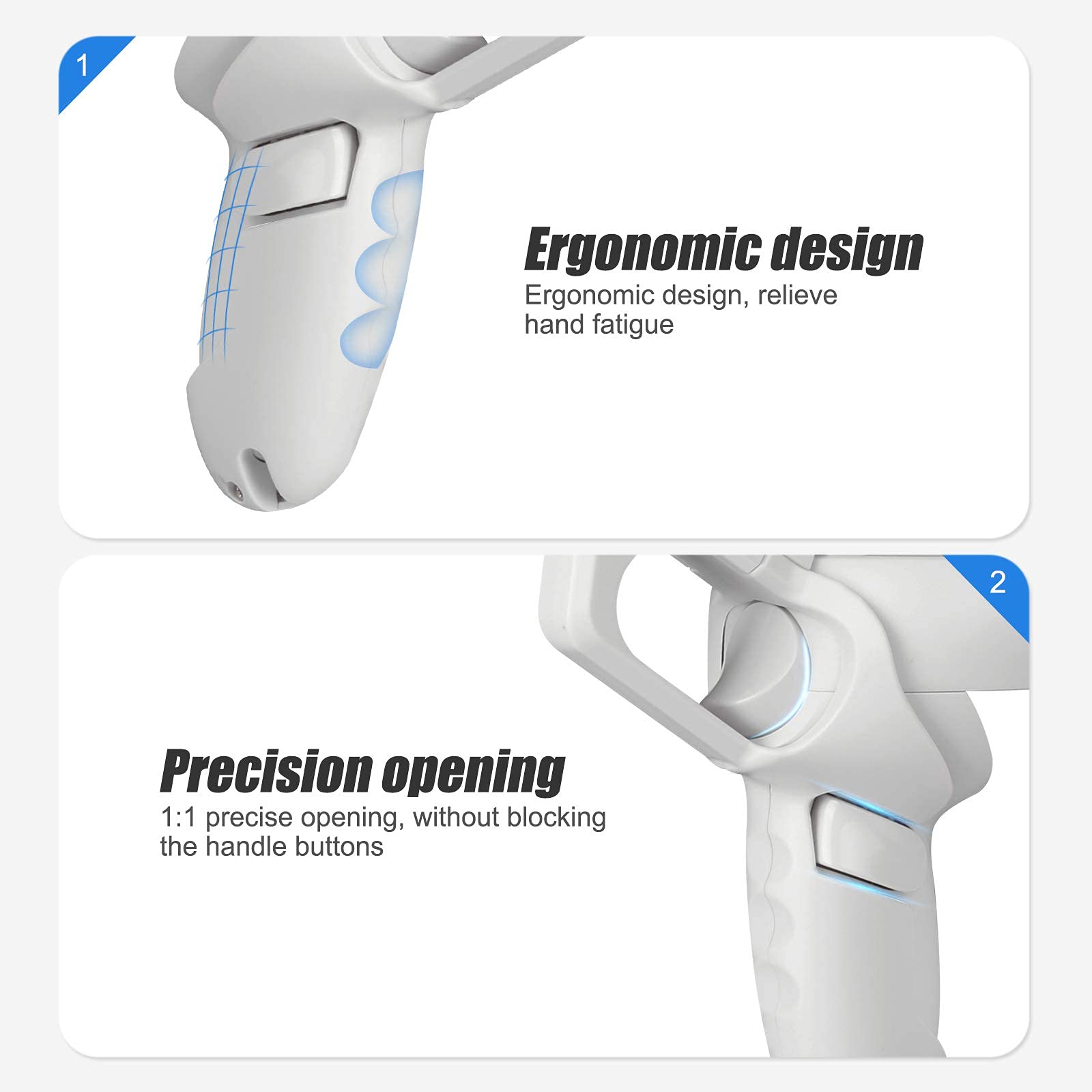 Esimen Grips Accessories for Oculus Quest 2 Grip Stock Controller Protective Shell Enhanced Gaming Experience, Arizona Sunshine Robo Recall PavlovOnward Game Accessorie (White)