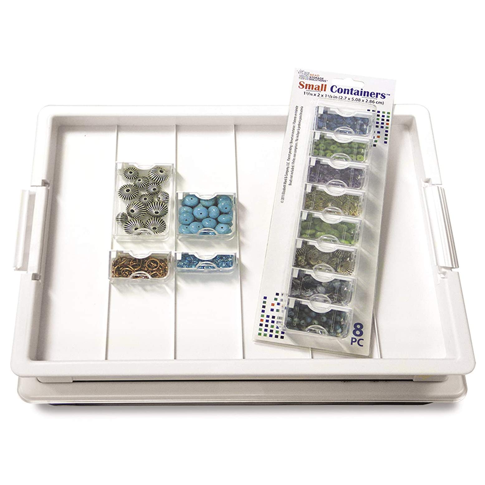 Bead Storage Solutions Elizabeth Ward Plastic Organizer Tray with Clear Snap Shut Lid for Sorting Craft Supplies, Fasteners, Crystals (2 Pack)