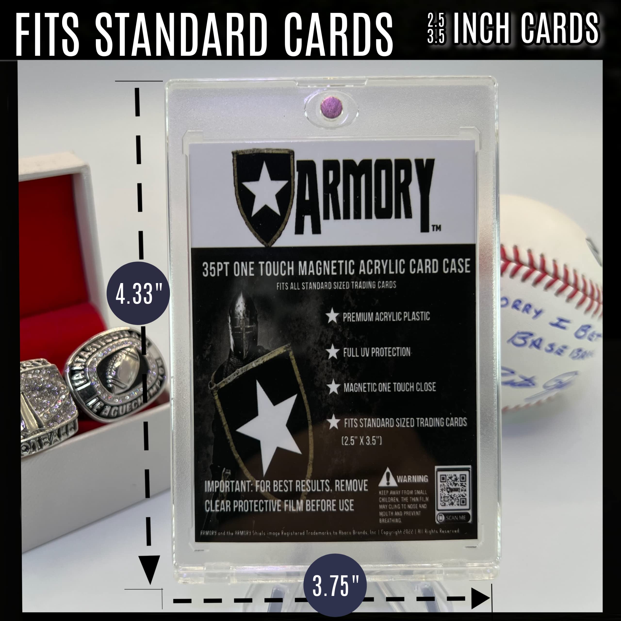 ARMORY 5-Pack One Touch Magnetic Trading Card Holder Case | Card Centering Tool! | 35pt Ultra Clear UV Protected | Pokemon Protector | Baseball Cards | One Touch Card Holder | Sports Cards Case