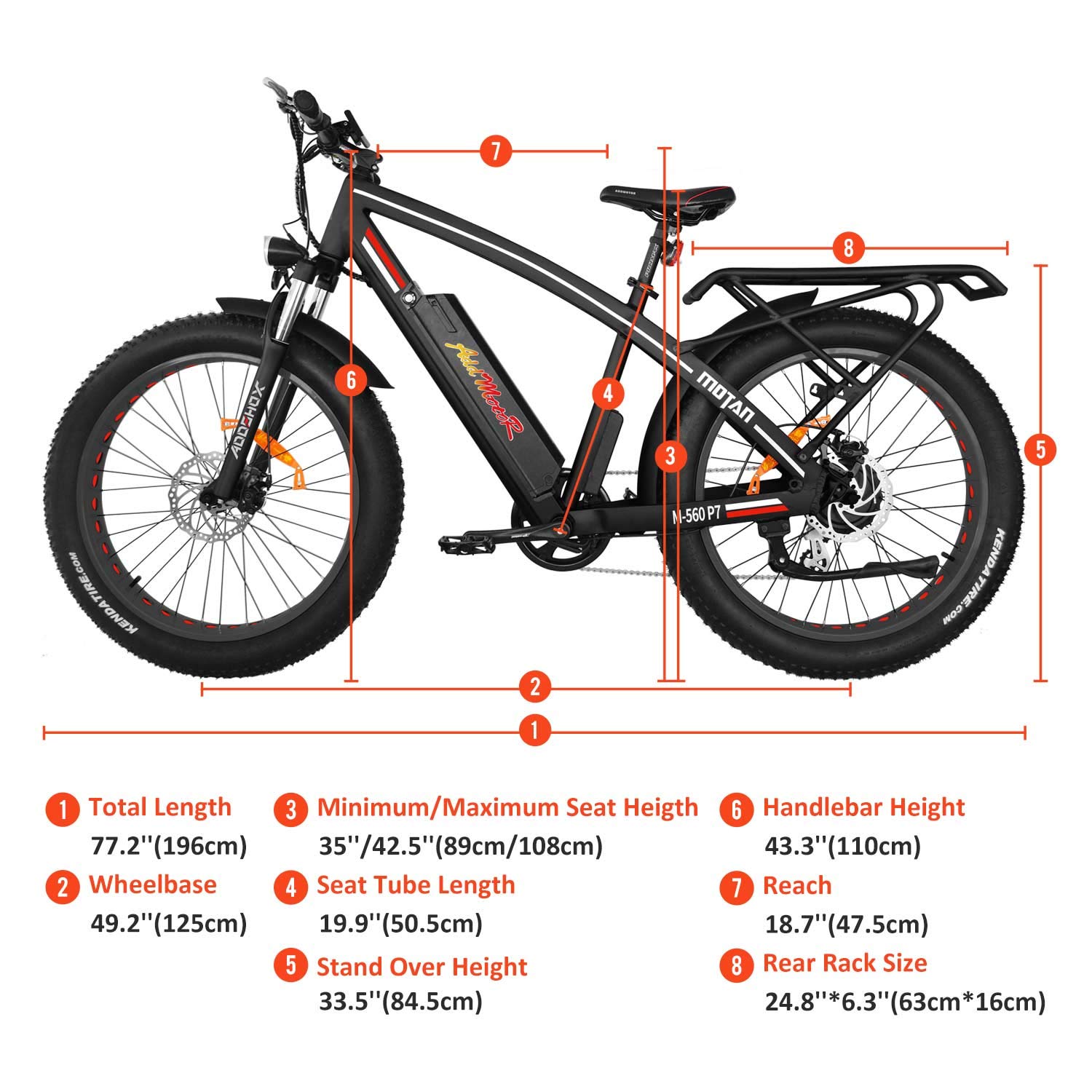 ADDMOTOR Electric Bikes for Adults, 75MI Long Range Mountain Ebike, 26"x4" Fat Tire EBike, M-560 P7 Electric Bicycles with 750W 20Ah Removable Battery, 23MPH, 7-Speed(Gray)