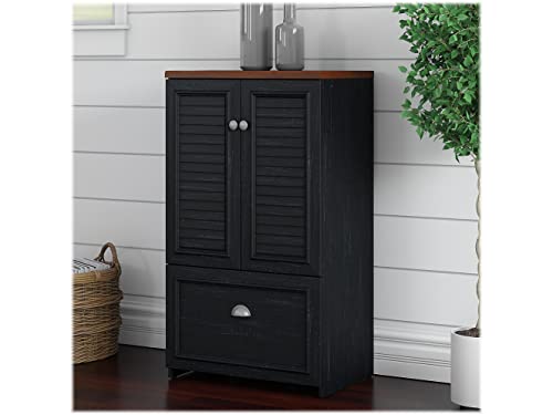 Bush Fairview 41.69-Inch H Storage Cabinet with 3 Shelves, Antique Black/Hansen Cherry (WC53980-03)