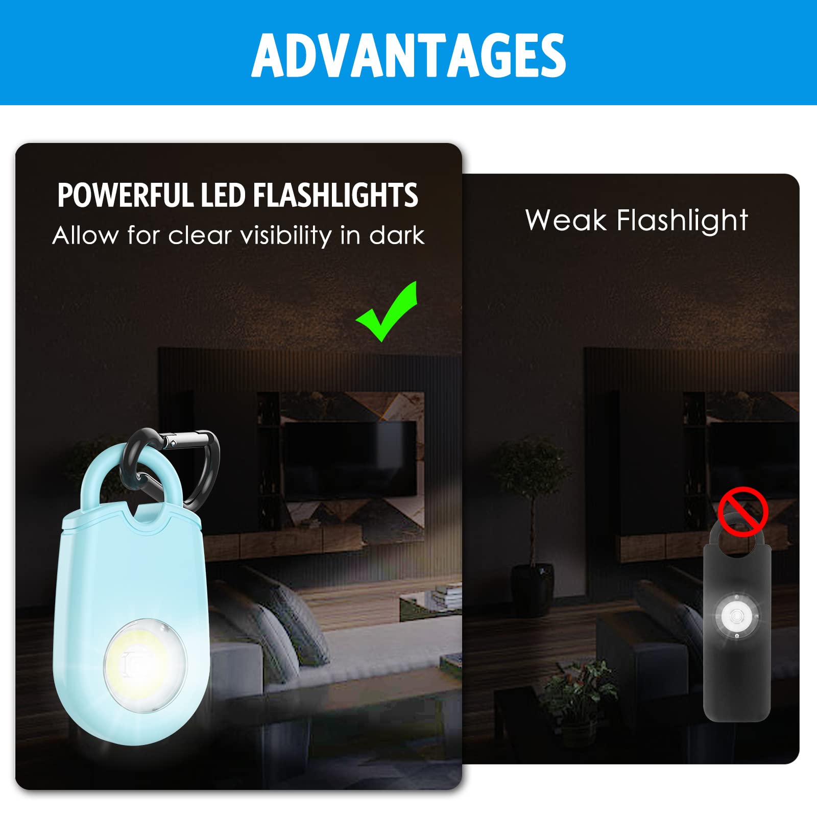 AMIR - The Original Safety Alarm Keychain for Women - Personal Alarm 2 Pack, 130 dB Siren and Strobe Light, for Students, Joggers, Night Workers, Elders, Kids, Women