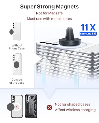 YOSH Magnetic Car Phone Mount Universal Phone Holder for Car Air Vent Cell Phone Car Cradle Compatible with iPhone 11 Pro Max XS XR X 8 7 6 Samsung S21 S20 S10 A71 Edge Note Pixel GPS etc
