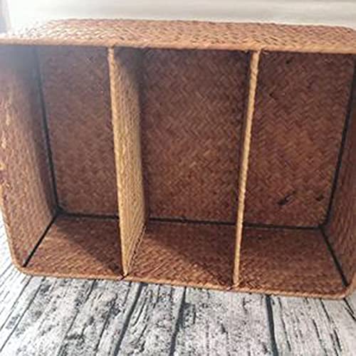 pizarra 3-Section Wicker Baskets for Shelves, Hand-Woven Seagrass Storage Baskets Paper Basket