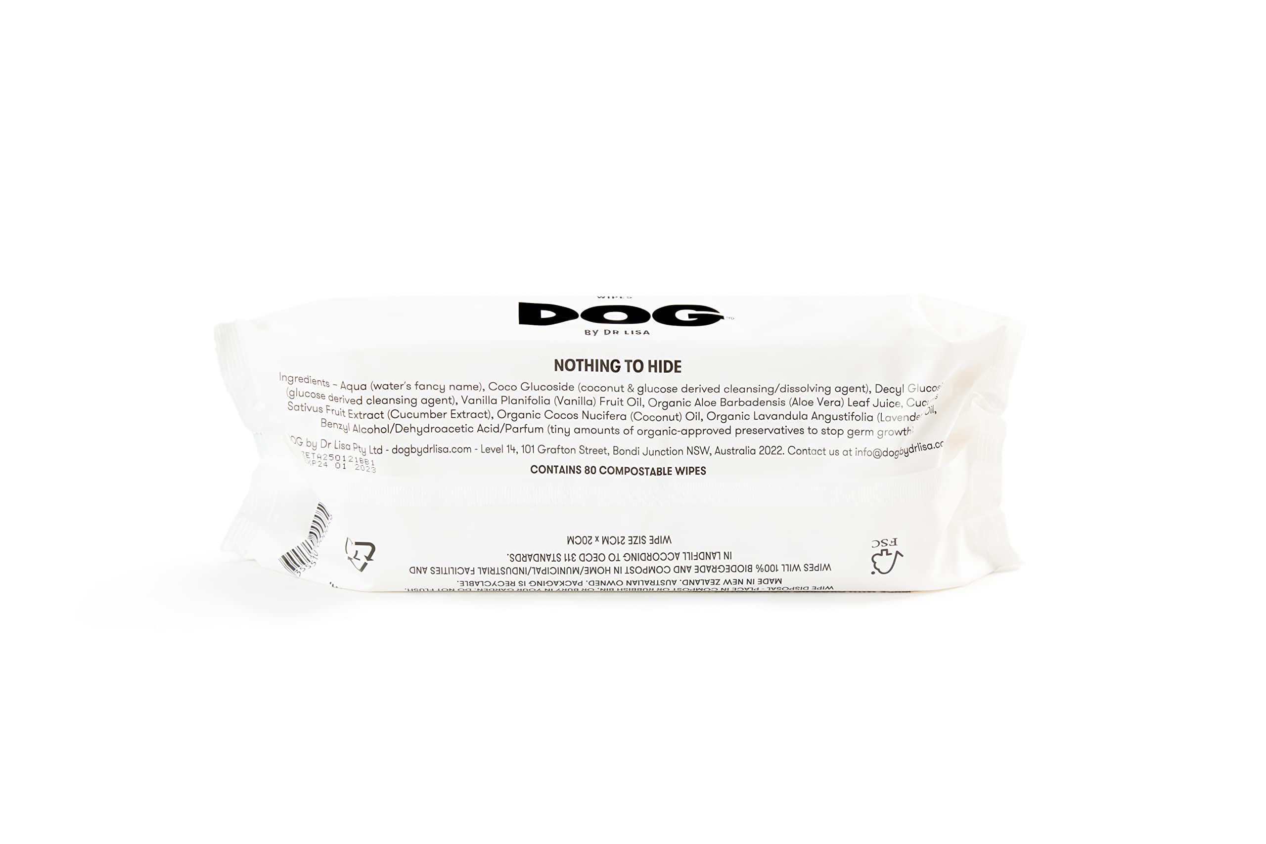 DOG by Dr. Lisa - Dog Wipes - Plant-Based, Natural Bathing Wipes for Dogs - Made from 100% Compostable Bamboo - Vet-Created - Vegan, Non-Toxic - 80 Count
