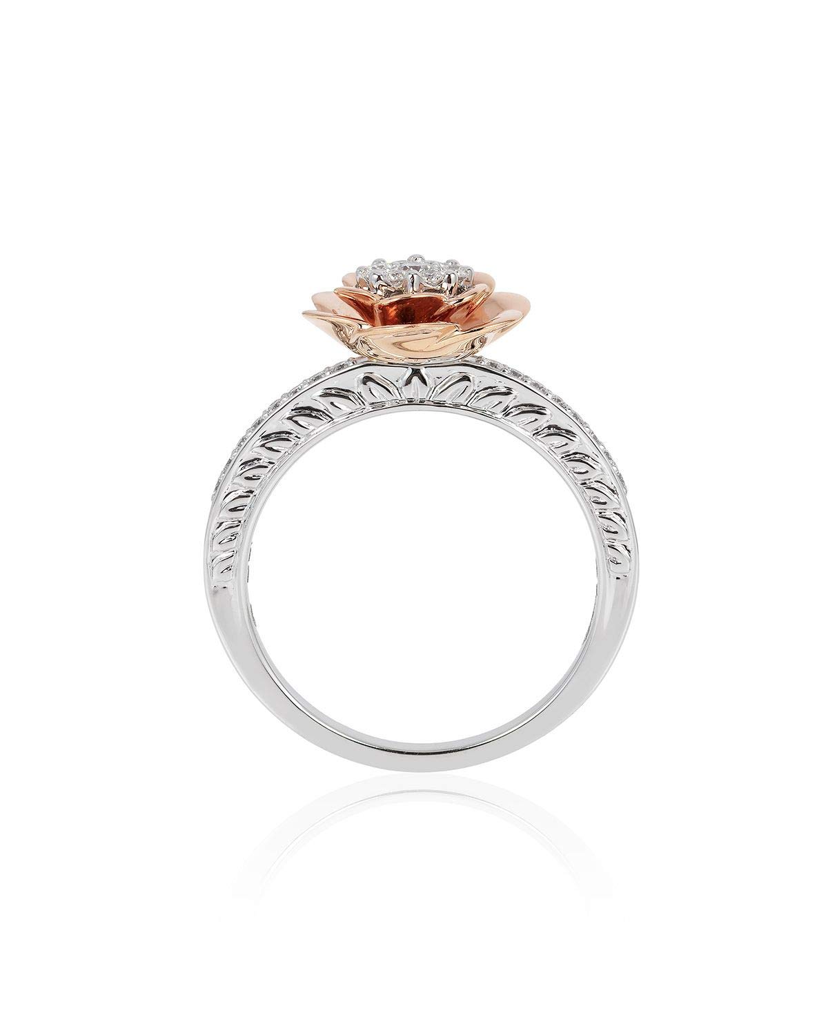 Enchanted Disney Fine Jewelry 14K Rose Gold Over Sterling Silver 1/4 Cttw Belle Rose Composite Ring, Size 7