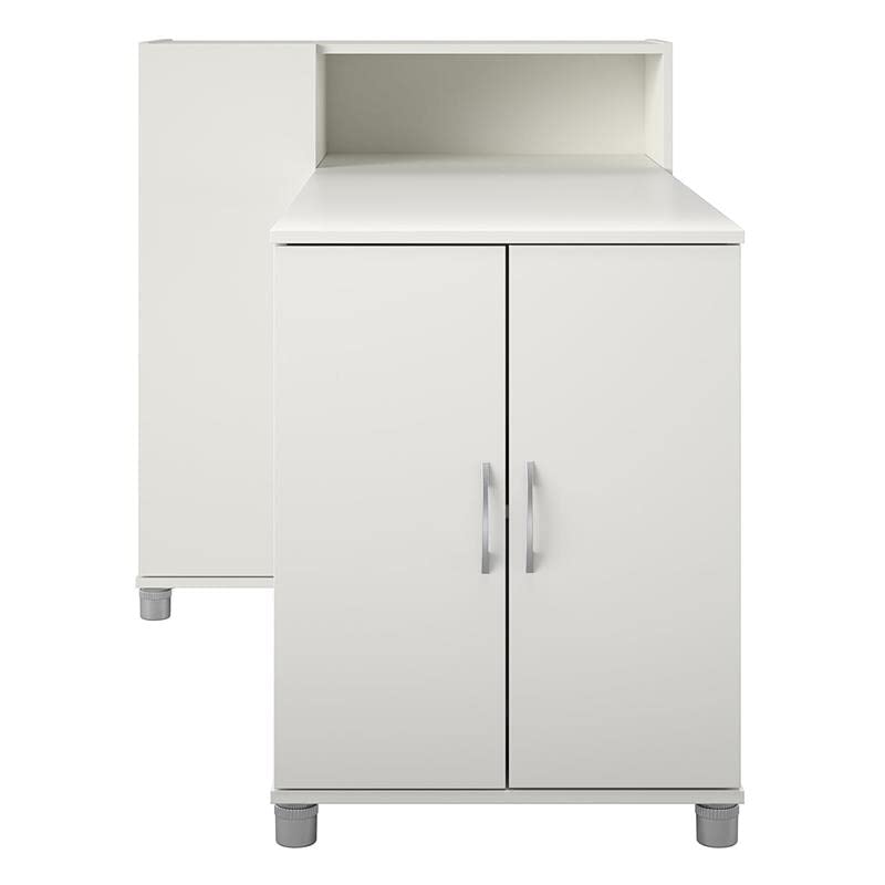 Ameriwood Home Systembuild Evolution Lory Hobby and Craft Desk with Storage Cabinet in White