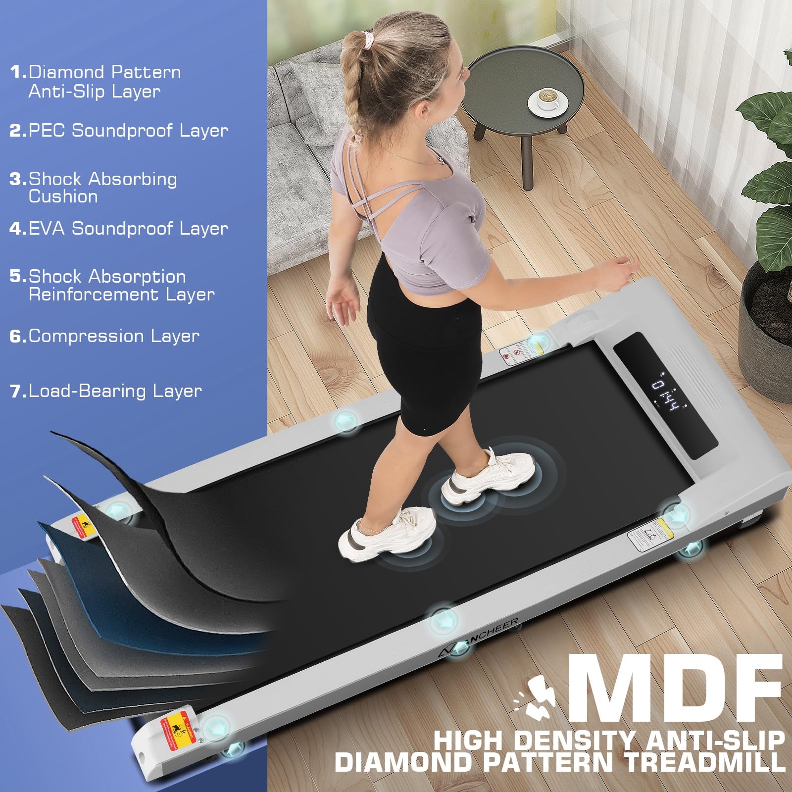 ANCHEER Under Desk Treadmill 300 lb Capacity Workstation Walking Pad Treadmill with Remote Control, 2.5hp Portable Treadmills for Home Small Running, Compact Electric Jogging Machine with LED Display