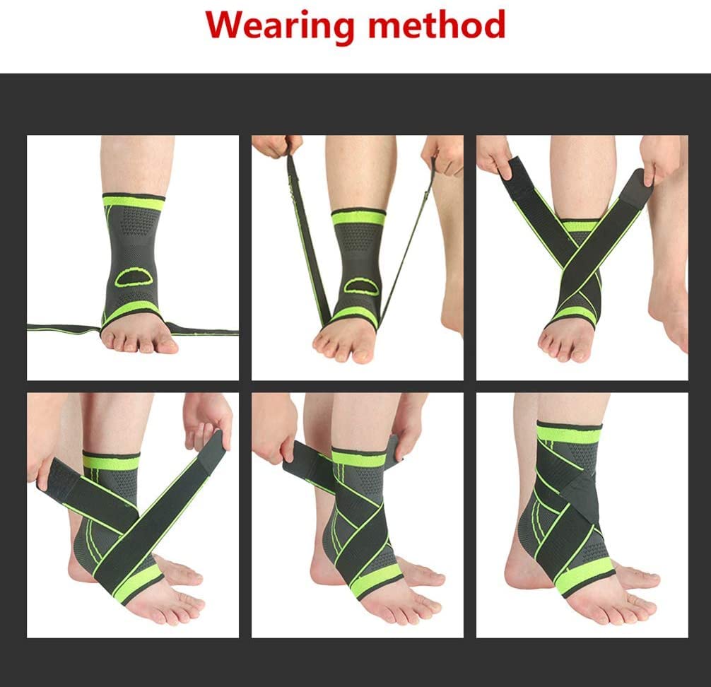 Ankle Brace Protector Sleeves Adjustable,Alleviate Achilles Tendon Pain, Sprain, Sports Injury Healing Stabilizer (Green)