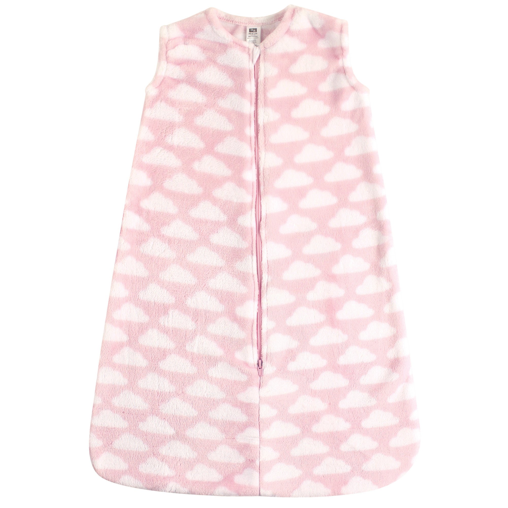 Hudson Baby Unisex Baby Plush Sleeping Bag, Sack, Blanket, Pink Clouds Plush, 6-12 Months
