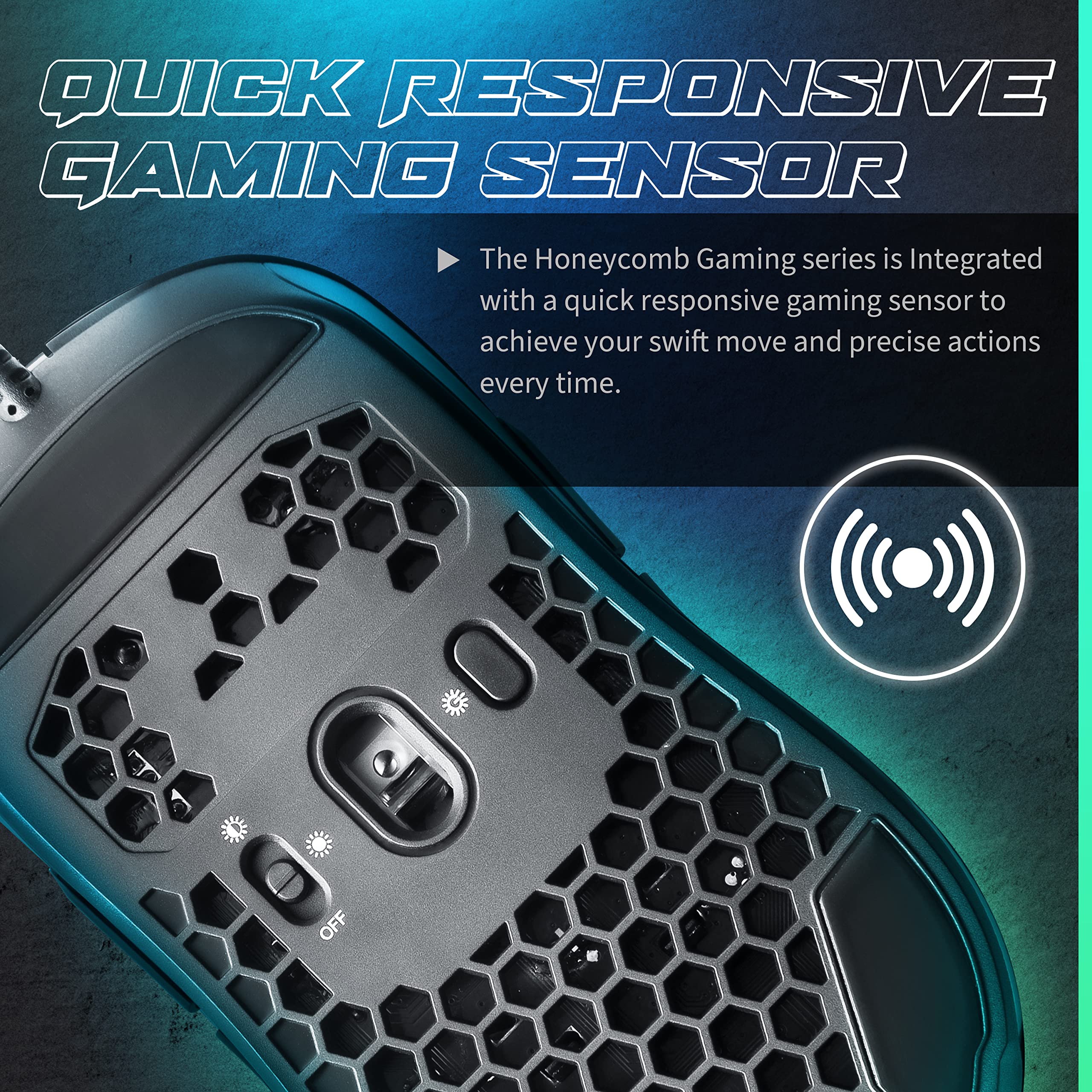 GUNMJO Gram DIY Honeycomb Shell 2.4G Wireless RGB Gaming Mouse, Gaming Wireless Mouse with 9 Buttons and Up to 10,000 DPI, Computer Mice for PC Gaming, Black Color
