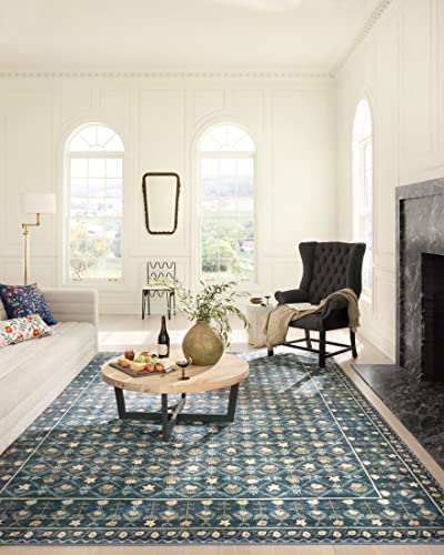Loloi Rifle Paper Co. x Eden Collection EDE-03 Lattice Indigo 3'-6" x 5'-6" Accent Rug