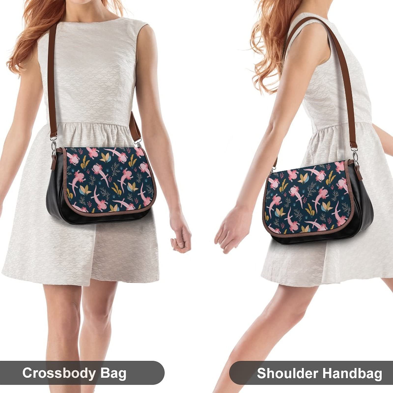 FunnyStar Axolotl Sea Weed Print Ladies Shoulder Bags Crossbody Messenger Bag Cute Handbag PU Leather
