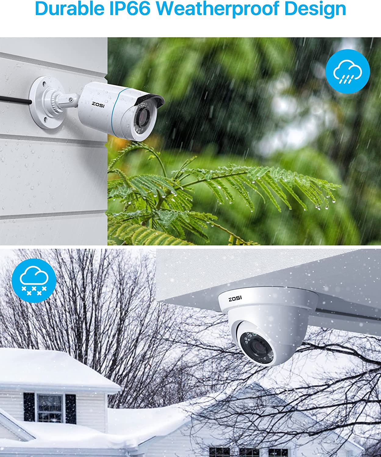 ZOSI H.265+ 1080p Home Security Camera System Indoor Outdoor, 5MP Lite CCTV DVR 8 Channel and 8 x 1080p Weatherproof Surveillance Bullet Dome Camera, Remote Access, Motion Detection (No Hard Drive)