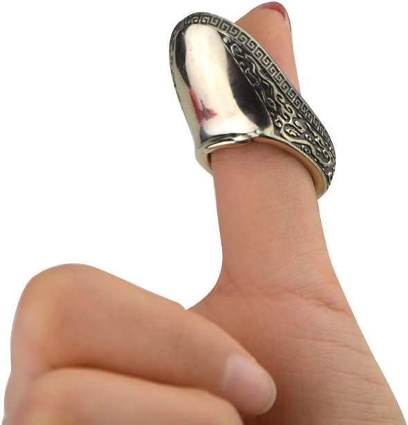 AMEYXGS Archery Thumb Ring Handmade Tibetan Silver Finger Protector Thumb Protector Ring for Outdoor Archery Hunting (19#)