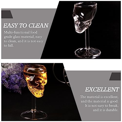 Abaodam Halloween Skull Glasses Goblets Skull Shaped Wine Cups Set of Two Borosilicate Glasses for Halloween Party Accessories Halloween Skull Drinking Glasses