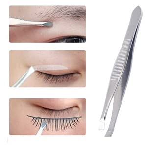 Luxxii (3 Pack) Flat Tweezers - Stainless Steel Flat Tweezers Hair Plucker for Hair and Eyebrows Personal Care (C_FLAT)