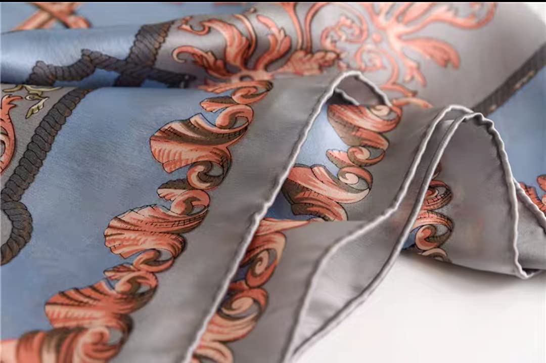 ANDANTINO 100% Pure Mulberry Silk Scarf 43" Large Square Lightweight Headscarf& Shawl–Women Hair Wraps-With Gift Packed (Light Blue)