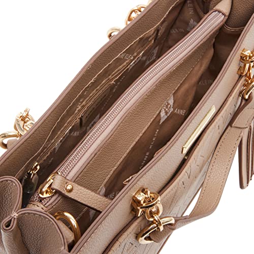 Anne Klein Womens Anne Klein embossed satchel, Truffle/Truffle, One Size US